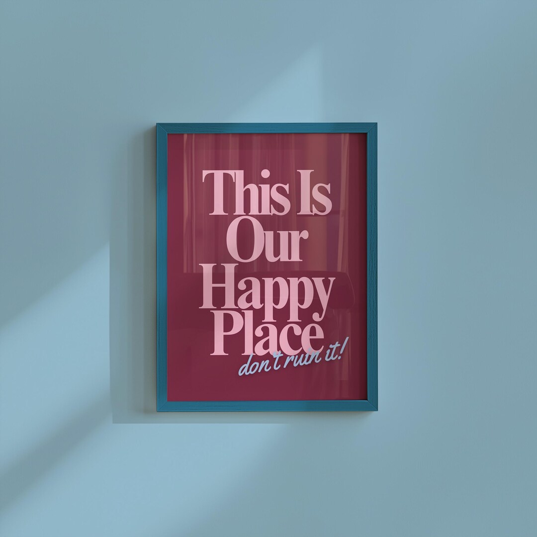 Happy Place Art Print Sassy Retro Wall Decor Digital Download - Etsy