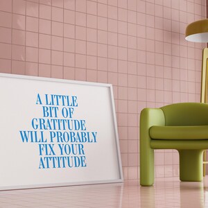 Gratitude Quote Art Print, Retro Blue Style (digital Download) - Etsy
