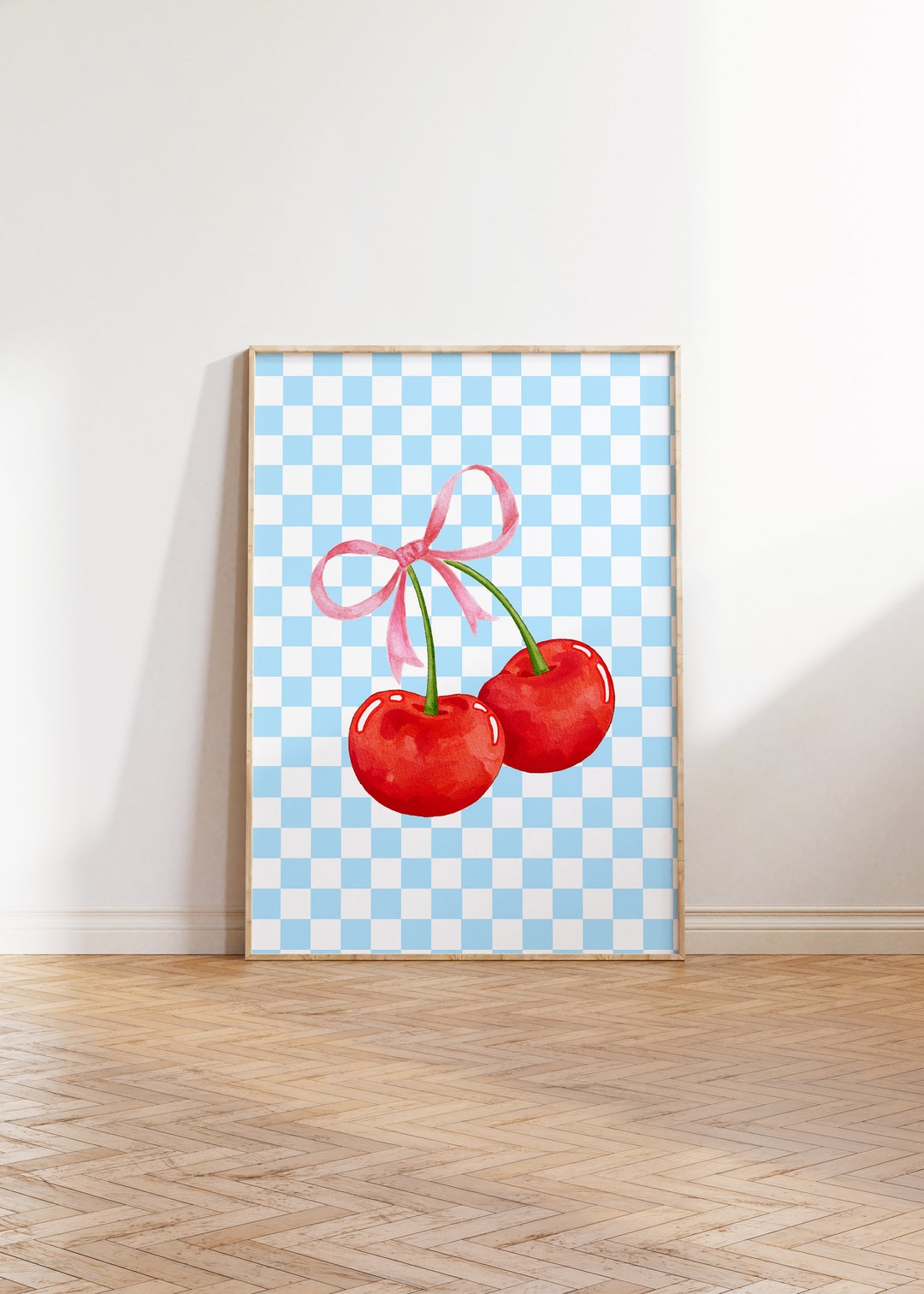 Cherry Poster, Cute Wall Art, Digital Download, Fruit Art Print ...