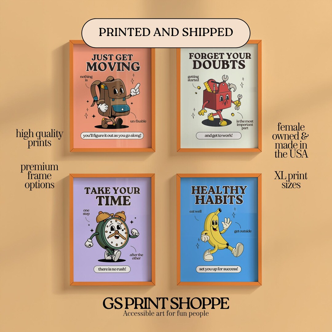 Positive Habits Classroom Art Prints Set of 4 Motivational Vertical ...