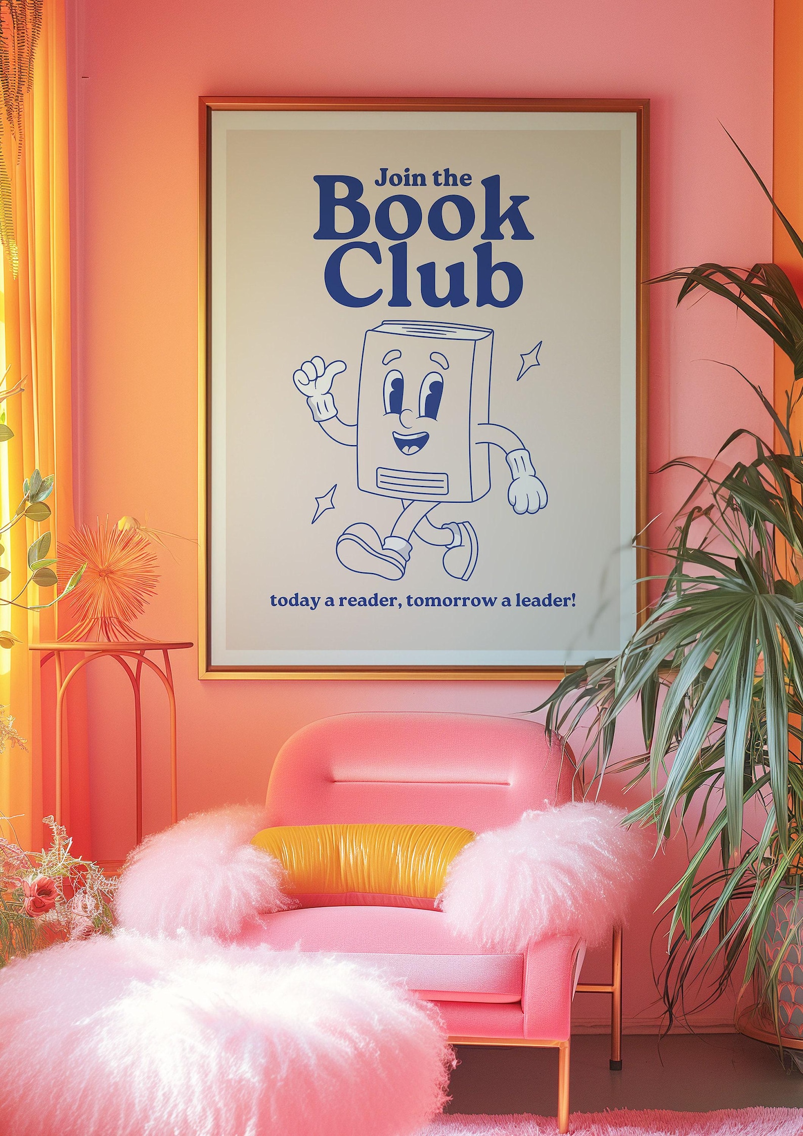 Book Club Poster: Retro Cartoon Reading Art (digital Download) - Etsy