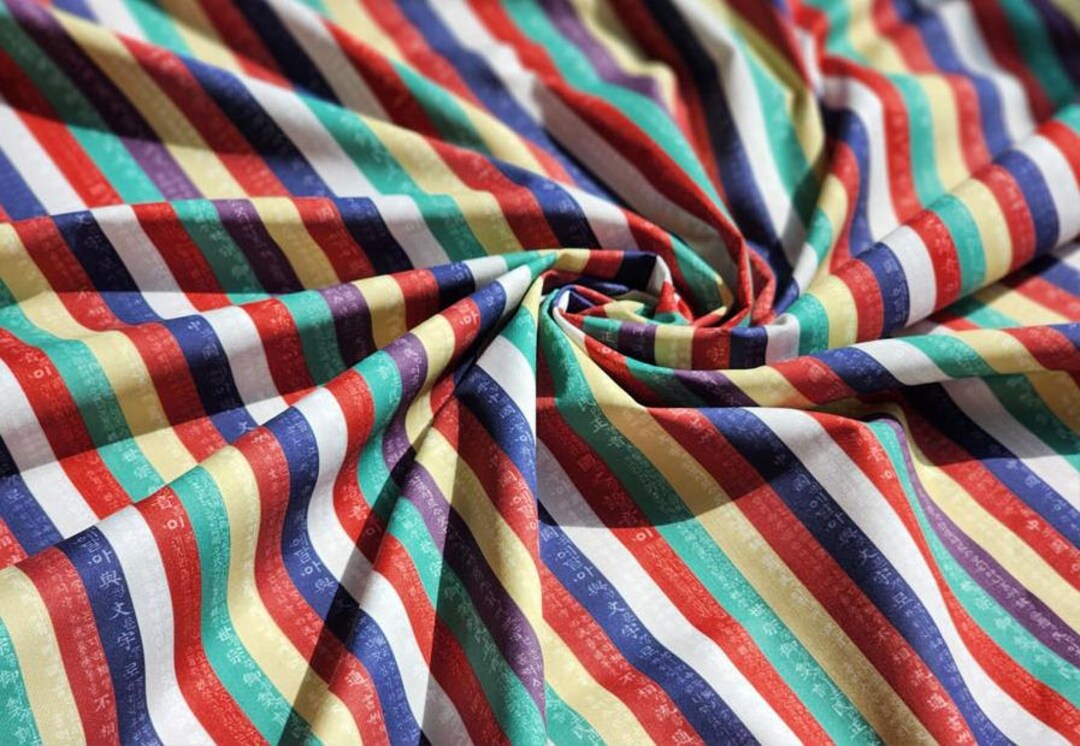 100% Cotton Fabric 20s | Hangeul "hunminjeongeum Typing Colorful ...