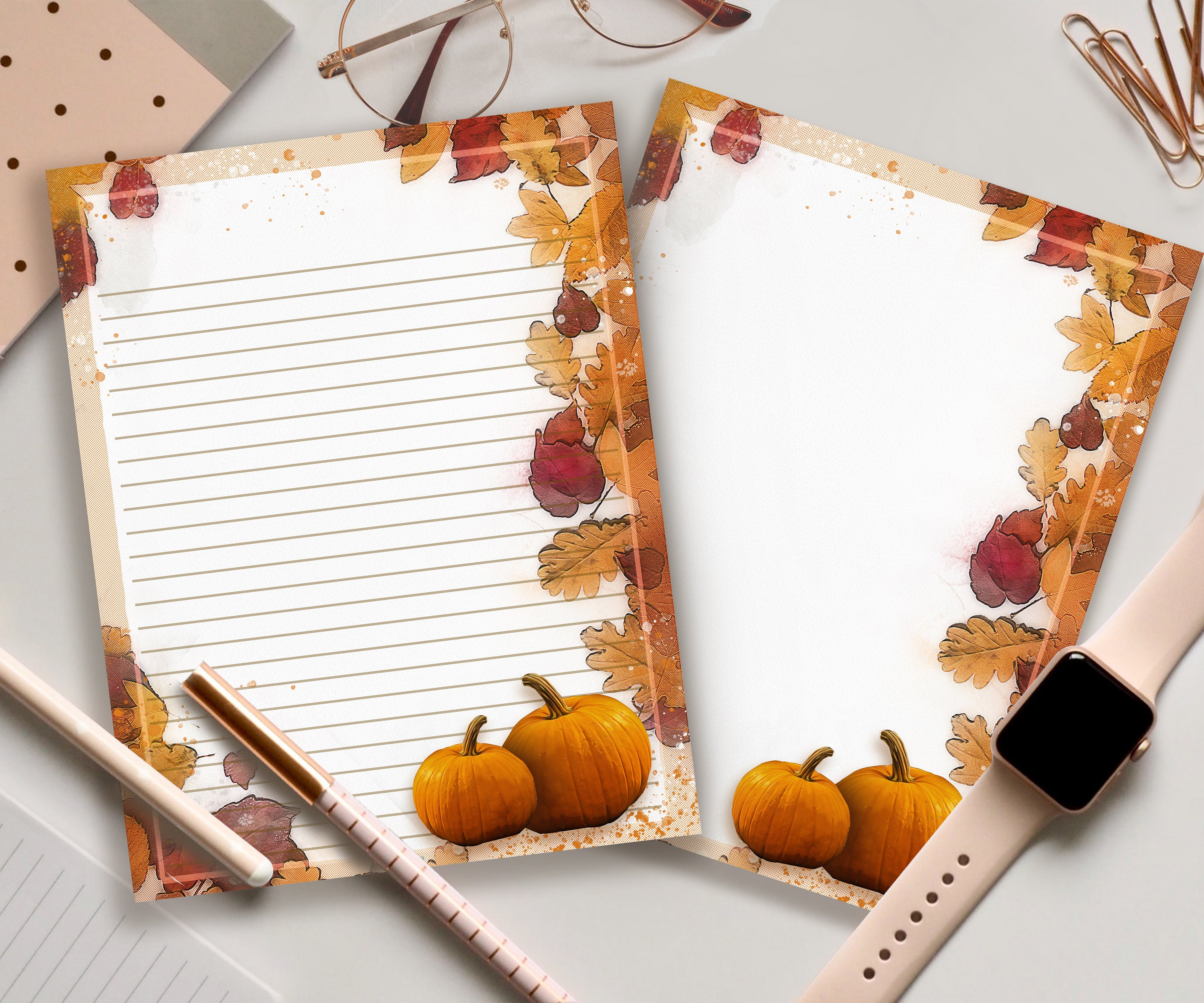 Printable Pumpkin Stationery 8.5x11 Journey Sheet Digital Stationery ...