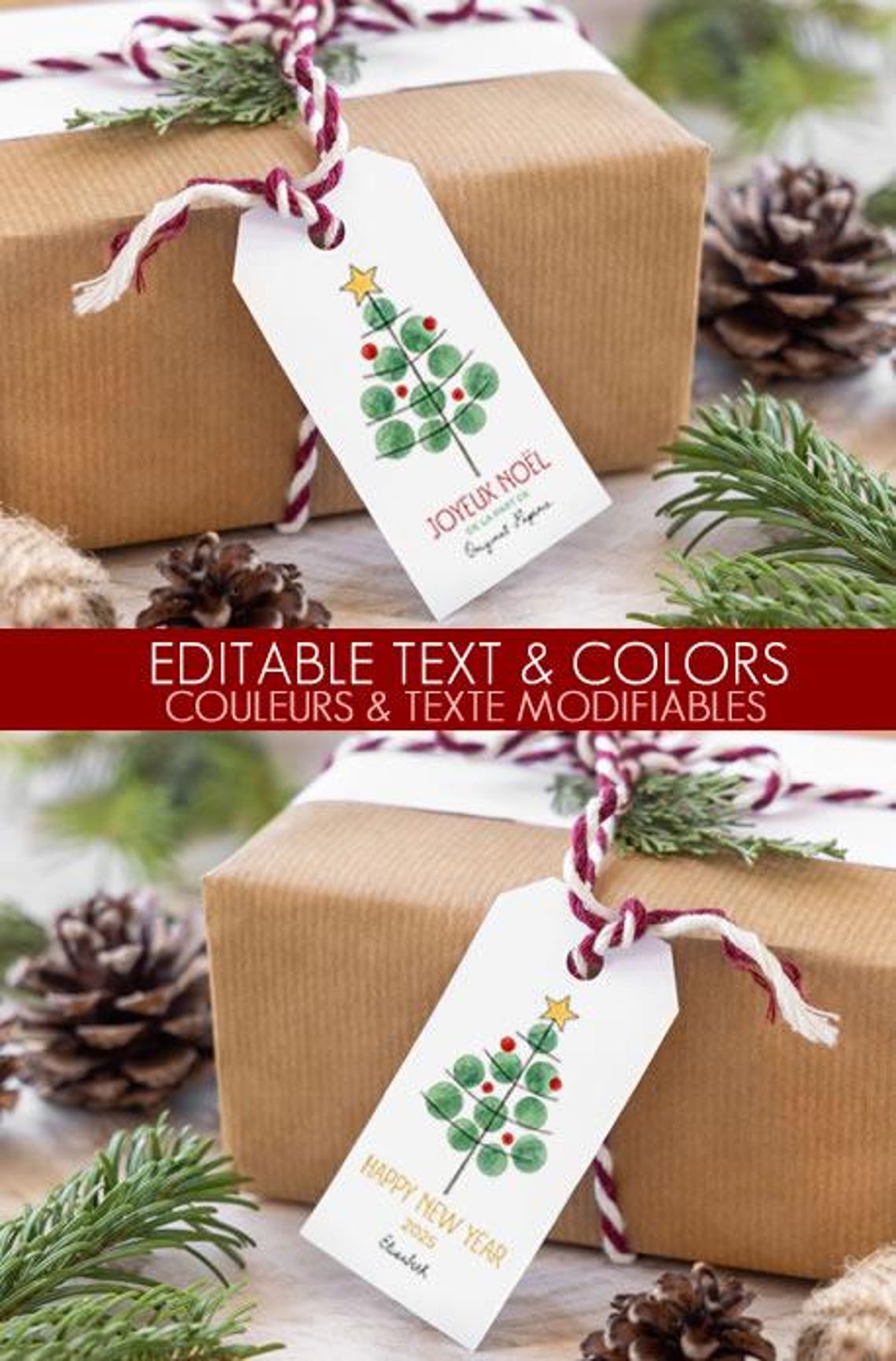 Printable Christmas Gift Tag | Editable Sheet of Tags | Merry Christmas ...