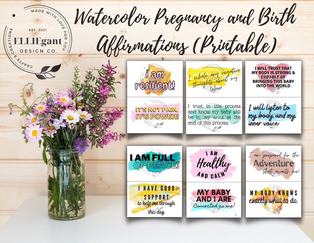 Birth Affirmation Printable Cards | Digital Download | Positive Birth ...