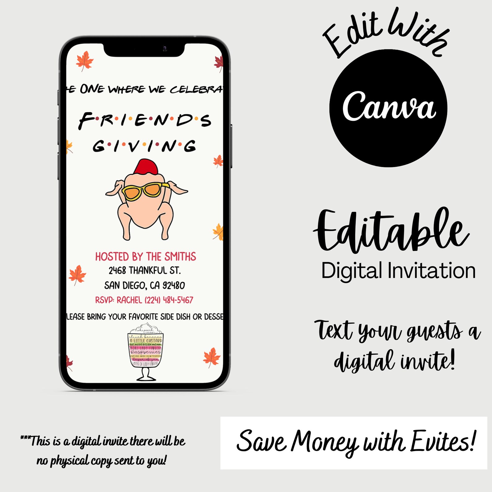 Friendsgiving Invite, Friends Thanksgiving Invite, Friendsgiving ...