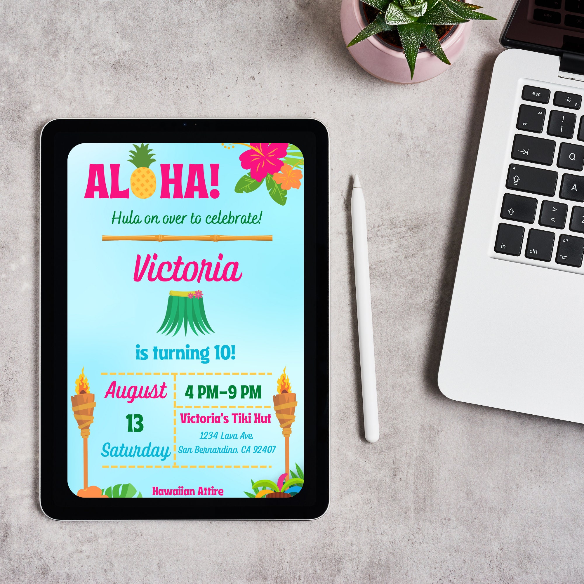 Hawaiian Invitation, Luau Invitation, Hawaiian Party Invite, Luau Party ...