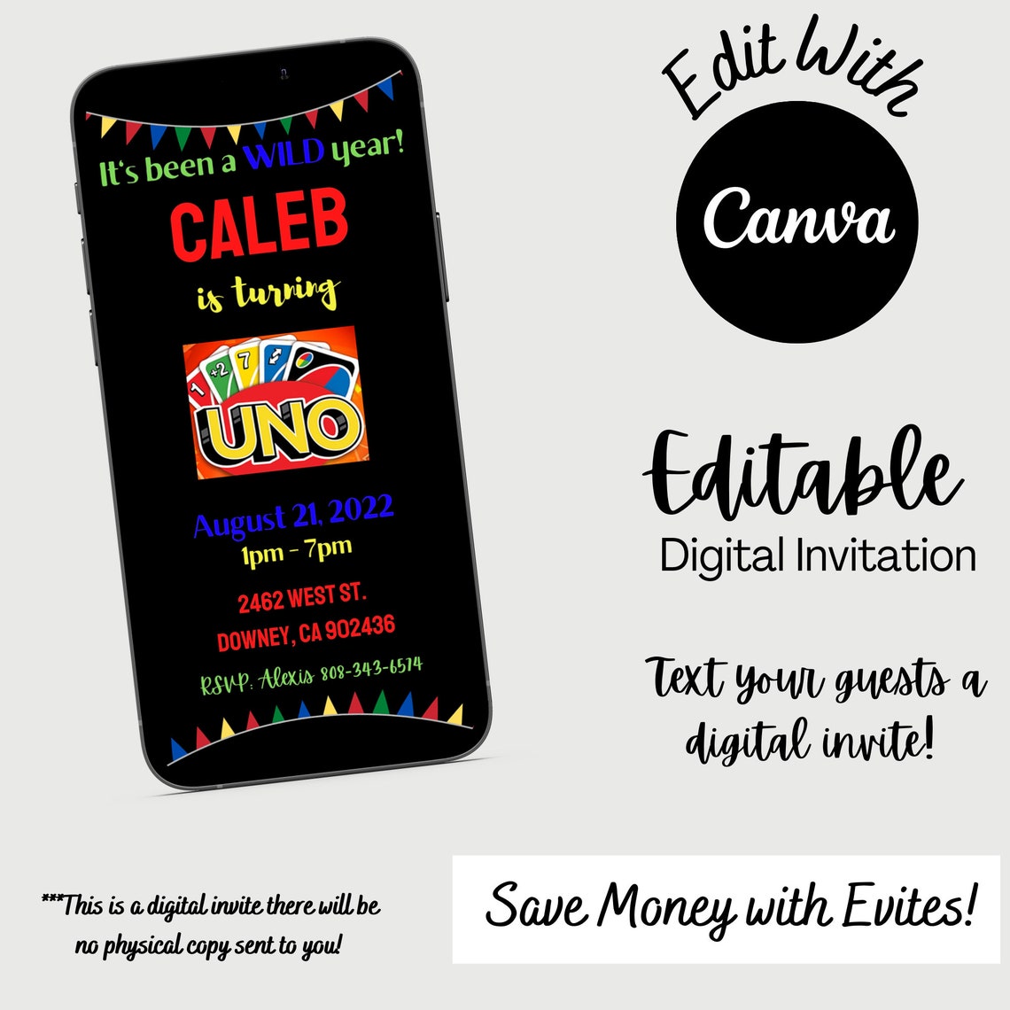 Uno Invite, First Birthday Invite, Uno Invitation, Card Game Invite - Etsy