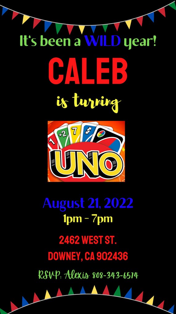Uno Birthday Invitations Uno Birthday Party Invitation