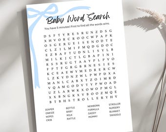 Baby Shower Word Search Game, Baby Girl Word Search, Baby Shower Game ...