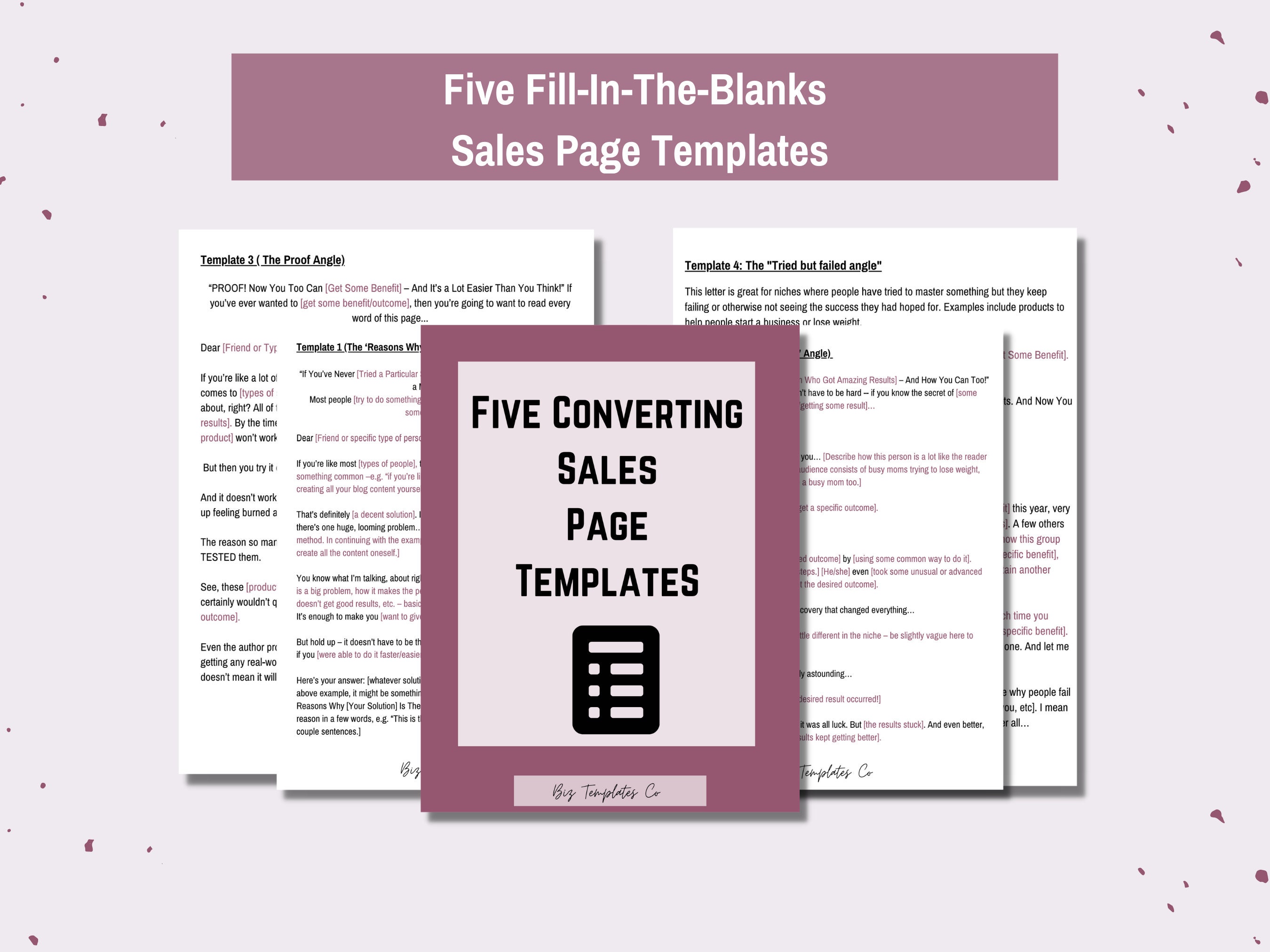 Five Sales Page Templates Bundle Easy To Use Templates For | Etsy