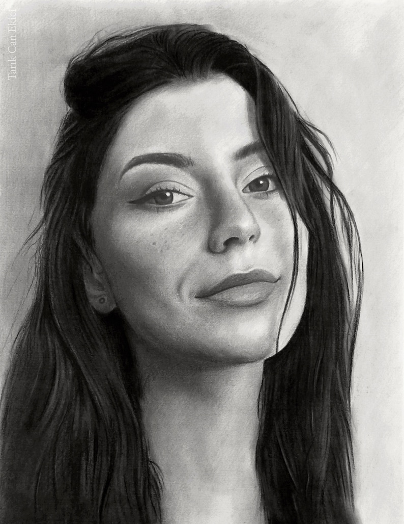 Custom Charcoal Portrait From Photo Handmade Personalized - Etsy