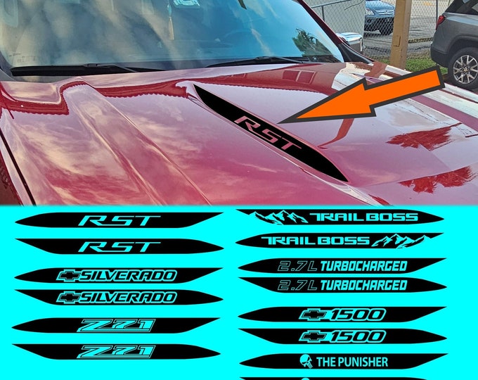 Chevy Silverado 2019-2023 Hood Spear Vinyl Decal Sticker - TRAIL BOSS ...