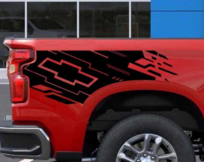 Custom Chevy Silverado 1500 Bedside Graphic Decal (2 Pcs) , RST, LT ...