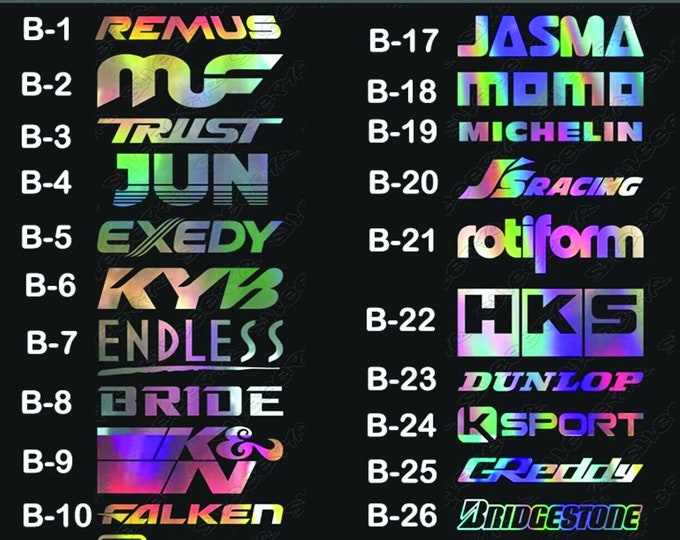 Sponsor Decals for Door Bedside Vinyl Stickers Lot Pack Oil Slick Color ...