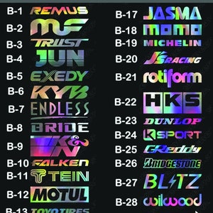 Sponsor Decals for Door Bedside Vinyl Stickers Lot Pack Oil Slick Color ...