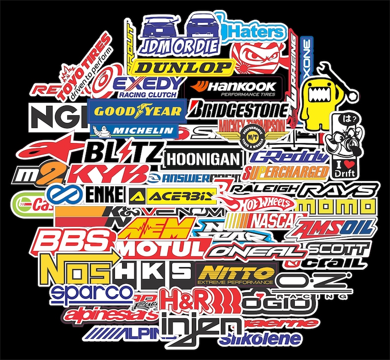 JDM Racing Car Stickers Pack Sponsors Logos Team Racing Sports Drift ...