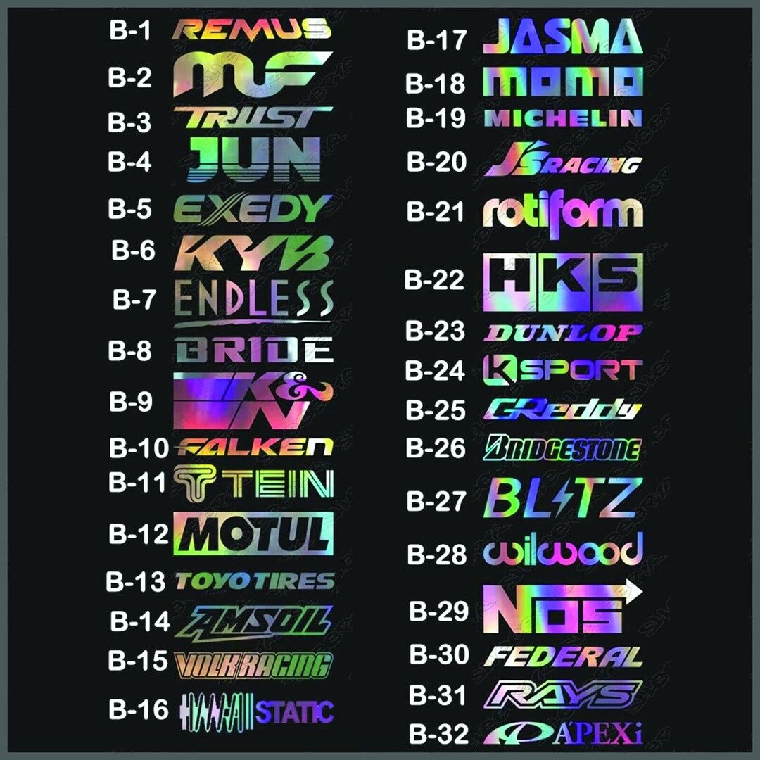 Sponsor Decals for Door Bedside Vinyl Stickers Lot Pack Oil Slick Color ...