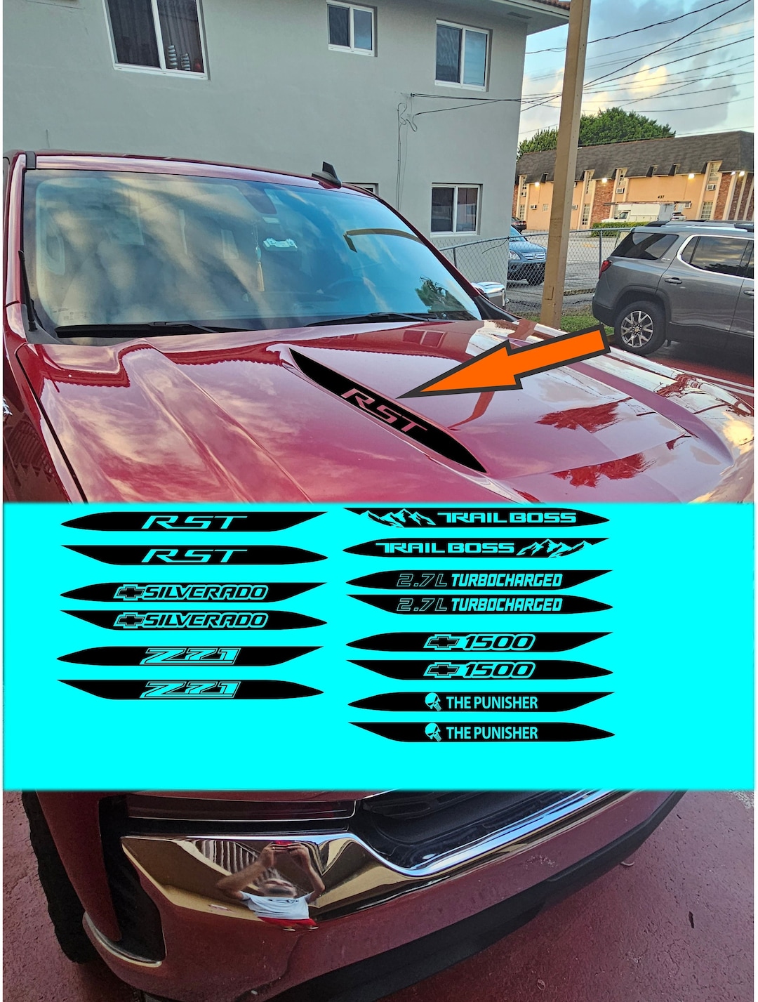 Chevy Silverado 2019-2023 Hood Spear Vinyl Decal Sticker - TRAIL BOSS ...
