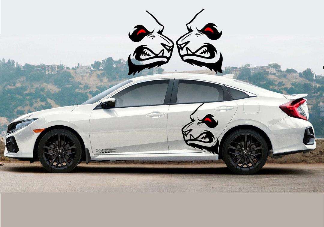 ANGRY Panda Decal INCLUDES BOTH Sides.. Sticker Decal for Honda Civic ...