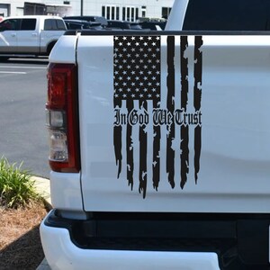 Distressed American USA US Flag Truck Tailgate Vinyl Decal Compatible ...
