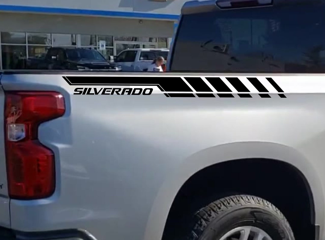 Chevy Silverado Bedside Decal (2 Pcs), STRIPES Decal, RST, LT, Trail ...