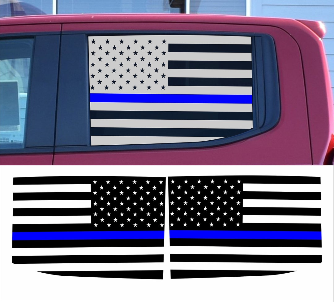 American Flag Blue Line Side Window Decals for Chevy Silverado 1500 ...