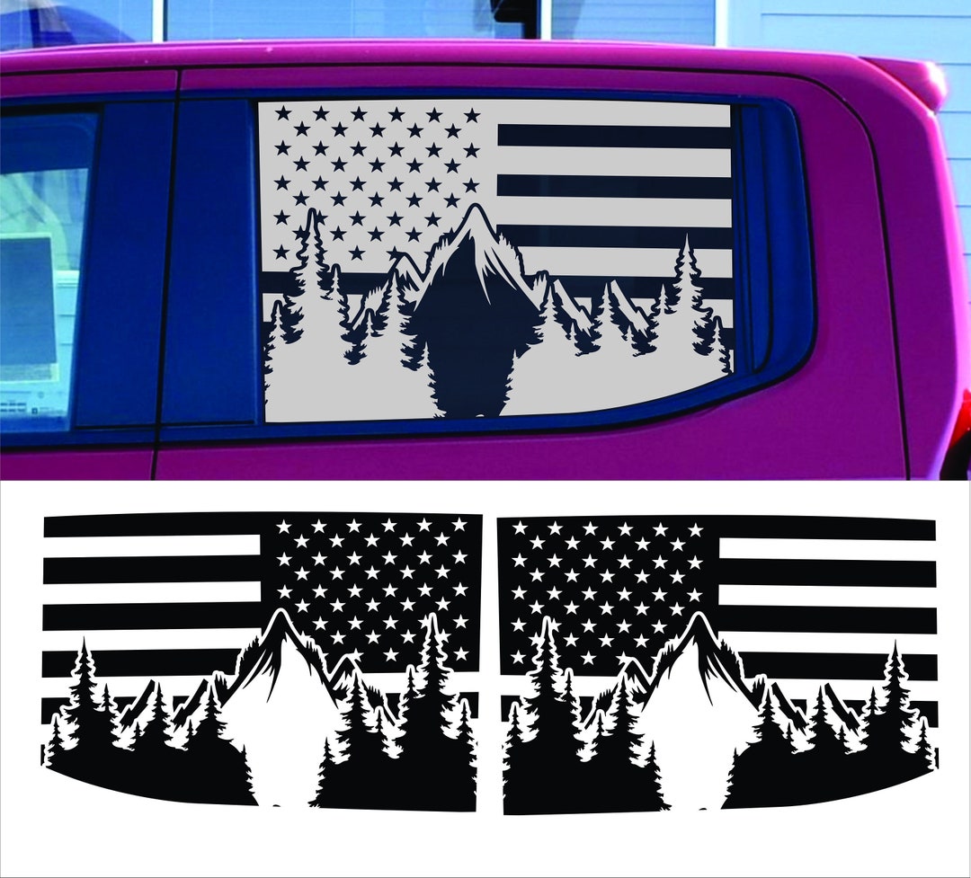American Mountain Flag Side Window Decals for Chevy Silverado 1500 Crew ...