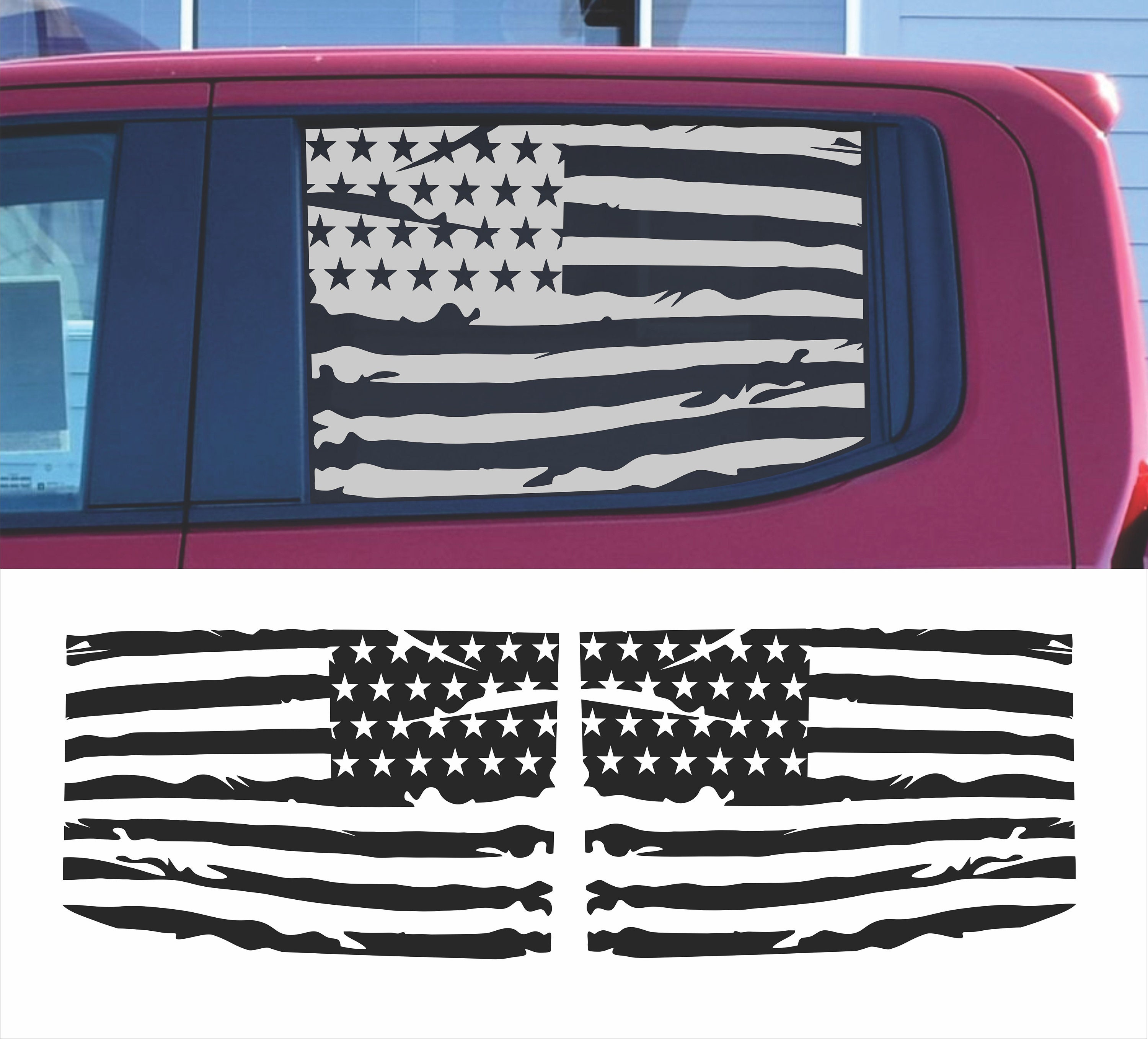 Distressed American Flag Matte Black Vinyl Decals - Chevy Silverado ...