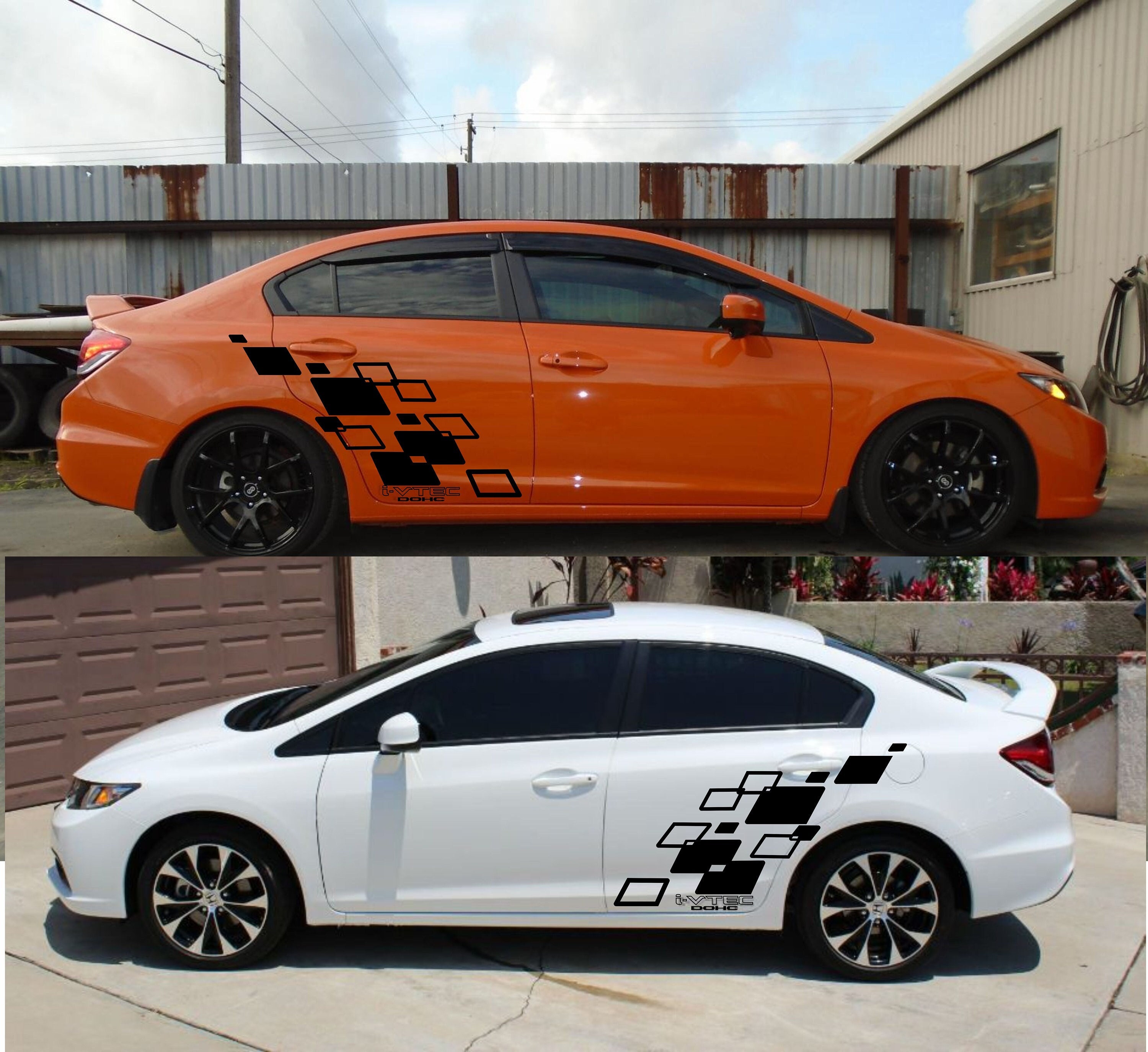 Set of Two Honda Civic Side Stickers Graphics Racing Sport Styling Decor Decal set IVTEC DOHC Decal sticker JDM Etsy