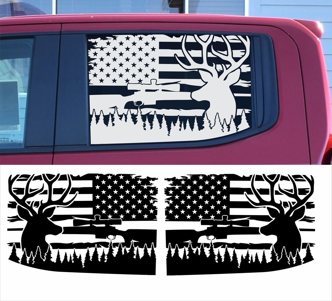 American Hunting Deer Flag Side Window Decals for Chevy Silverado 1500 ...