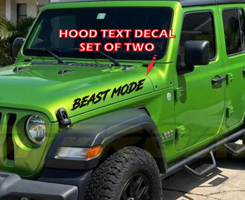 Custom Text Hood Decals (set of Two) Choose Font & Text Fits Jeep ...