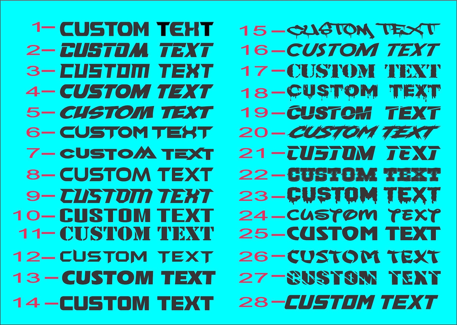 Custom Text Hood Decals (set of Two) Choose Font & Text Fits Jeep ...