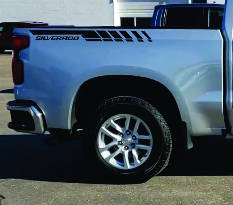 Chevy Silverado Bedside Decal (2 Pcs), STRIPES Decal, RST, LT, Trail ...
