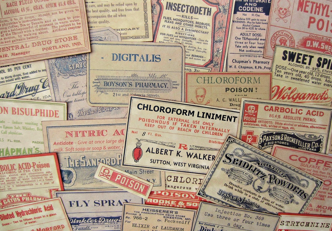 25 Poison Vintage Look VICTORIAN APOTHECARY LABELS Halloween Decor ...