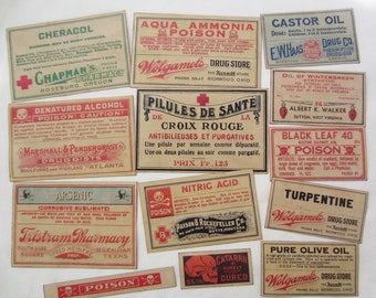 Set of 13 POISON Vintage-look APOTHECARY LABELS Halloween - Etsy