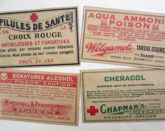 Set of 13 POISON Vintage-look APOTHECARY LABELS Halloween Decor ...