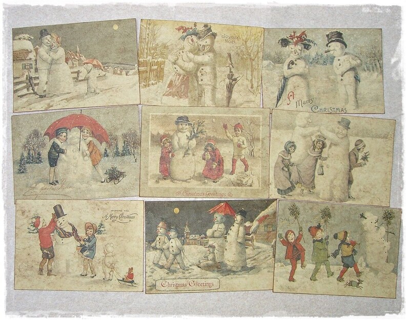 Set of 18 Vintage Look Christmas LABELS Victorian SNOWMEN - Etsy