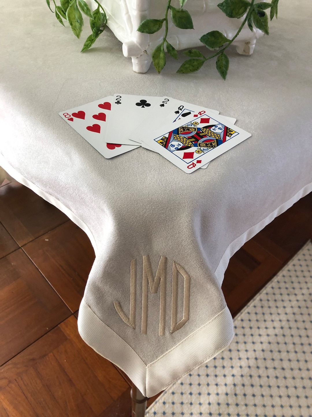 48"beige Monogrammed Card, Bridge and Canasta Table Cover - Etsy