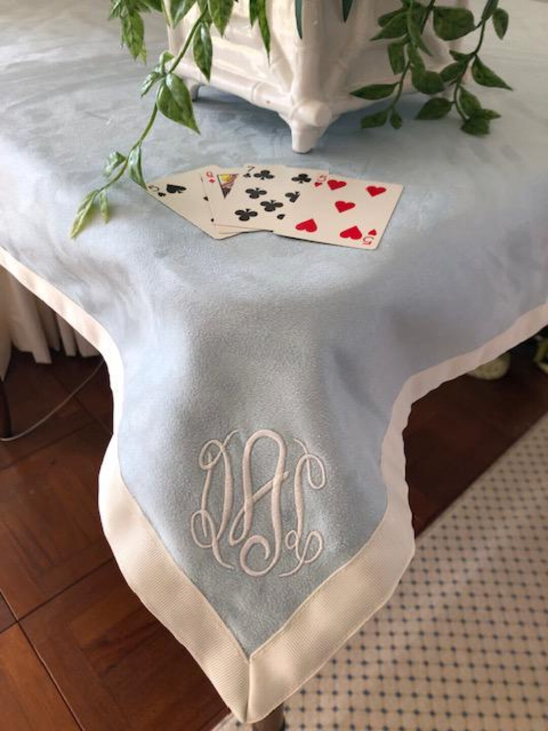 58" Sky Blue Monogrammed Card, Bridge, Canasta Table Cover - Etsy