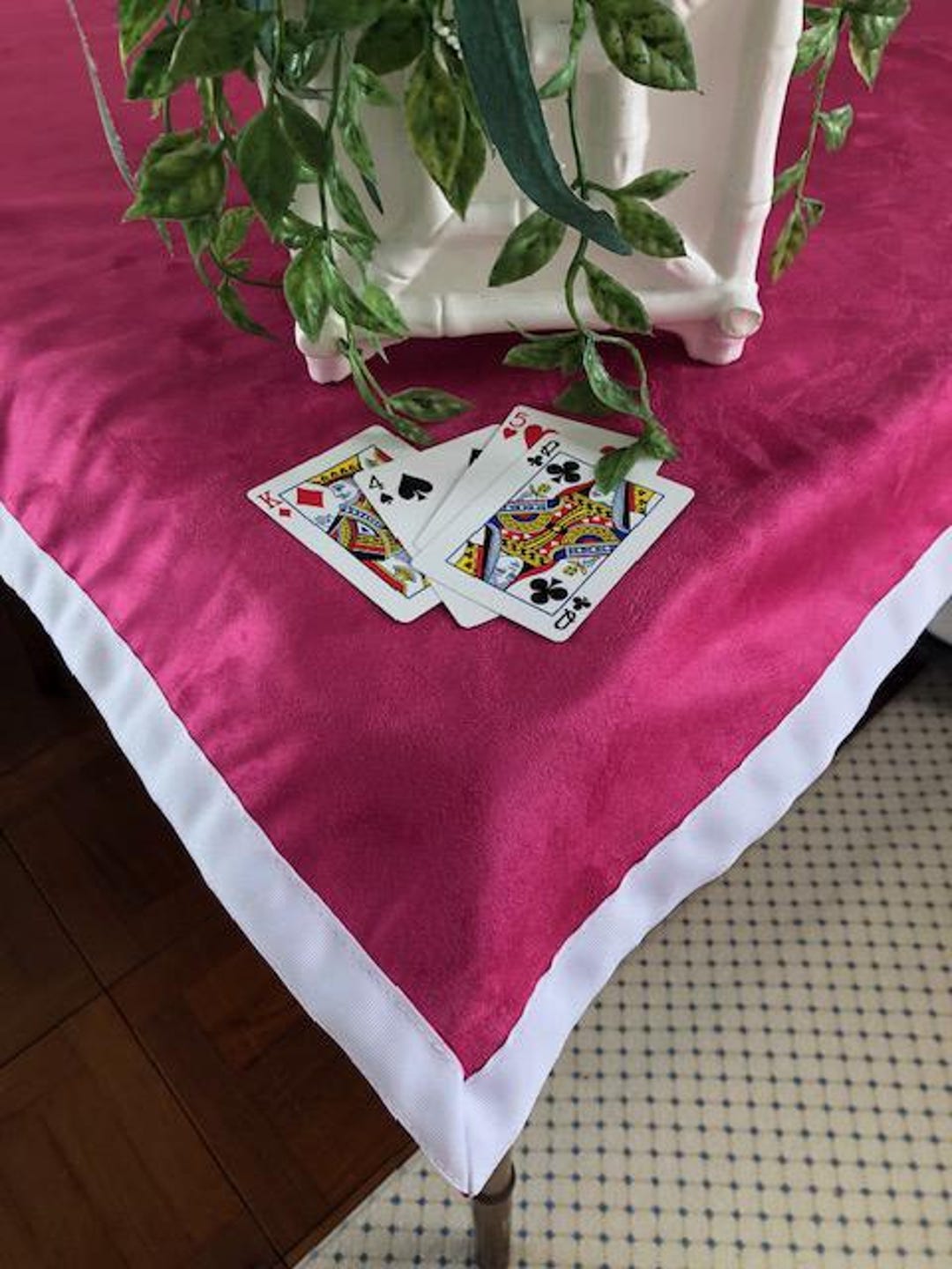 SALE. Pink 48" Square Monogrammed Card Bridge, Canasta Table Cover - Etsy