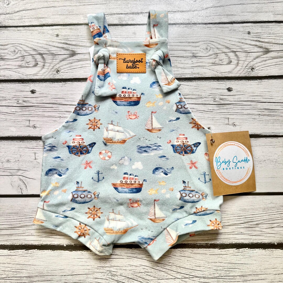 Ocean Baby Overalls, Knotted Baby Overalls, Romper, Bib Overalls, Whale ...