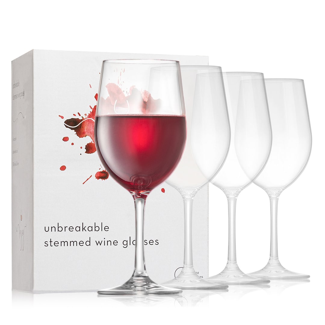 Unbreakable Plastic Wine Glasses With Stem 12 Oz - Extra Durable ...