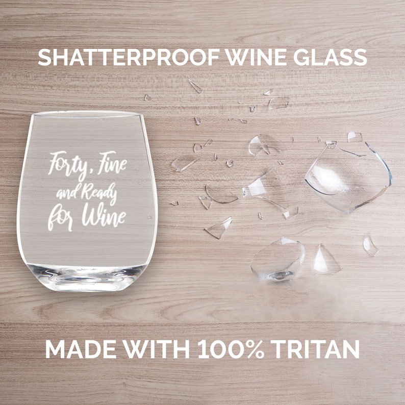 Forty Fine and Ready for Wine Cute Funny Wine Glass Saying | Etsy