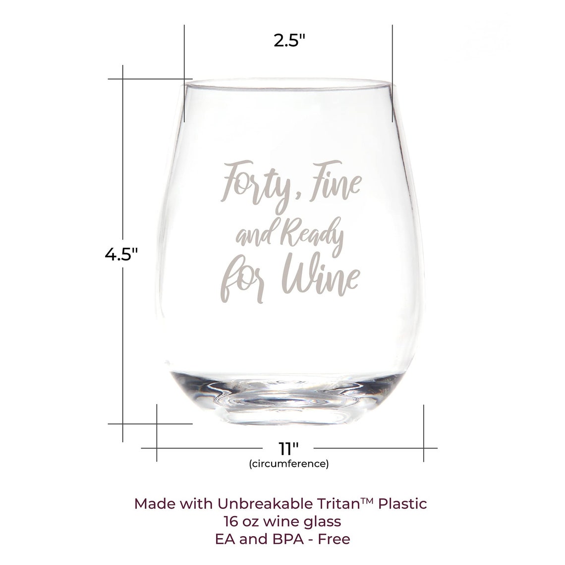 Forty Fine and Ready for Wine Cute Funny Wine Glass Saying - Etsy