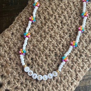 Kids Custom Name Necklace, Stretchy Necklace, Seed Bead Necklace ...