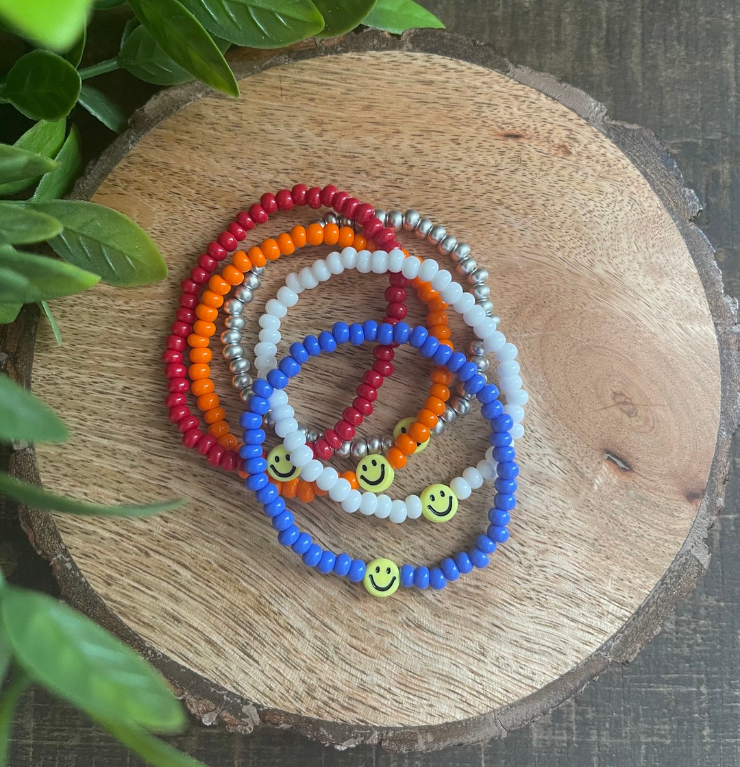 Smiley Face Stretchy Bracelet Add-on Bracelet Yellow Smiley - Etsy