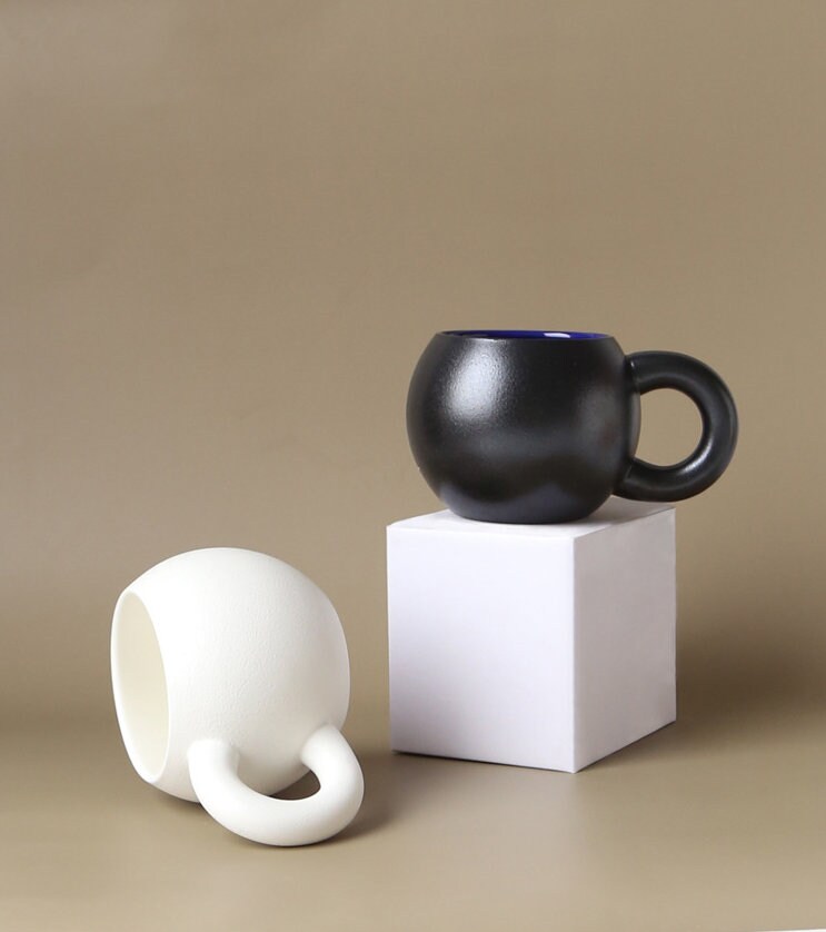 Chubby Ceramic Mug With Handle Ceramic Coffee Mug With | Etsy