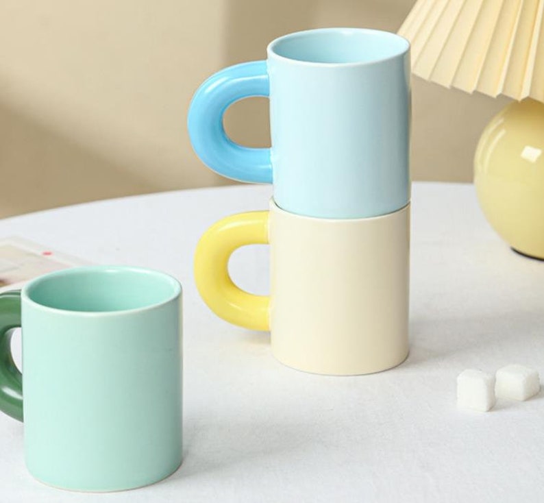 Cute Heavy Handle Fat Cup Nordic Ceramic Mug - Etsy