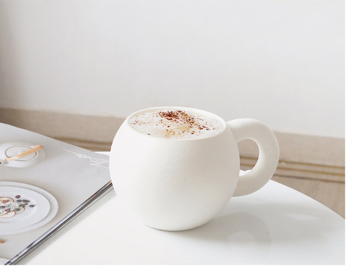 Chubby Ceramic Mug With Handle Ceramic Coffee Mug With | Etsy